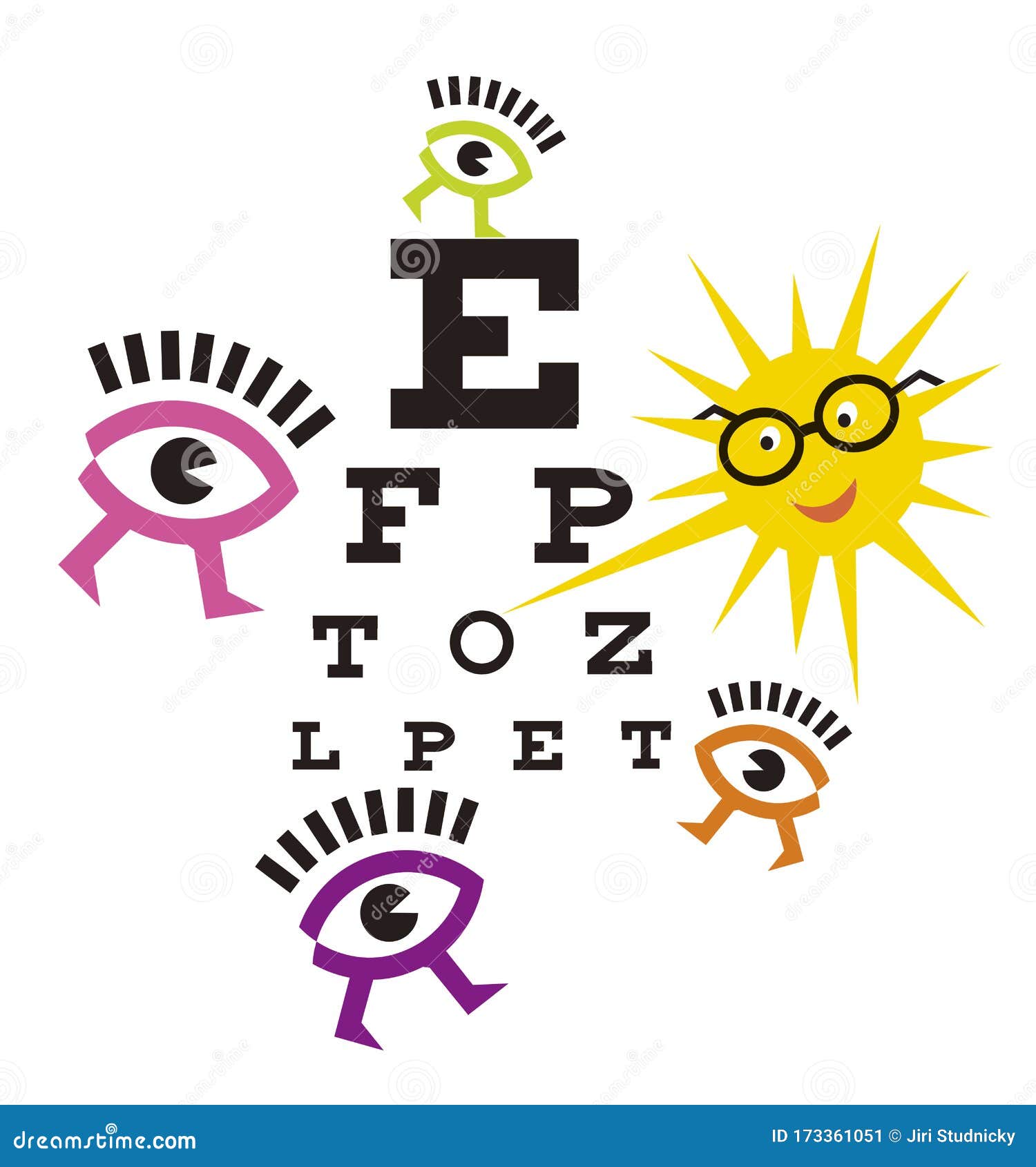 Funny Testing Eyesight Cartoon Vector | CartoonDealer.com #47861447