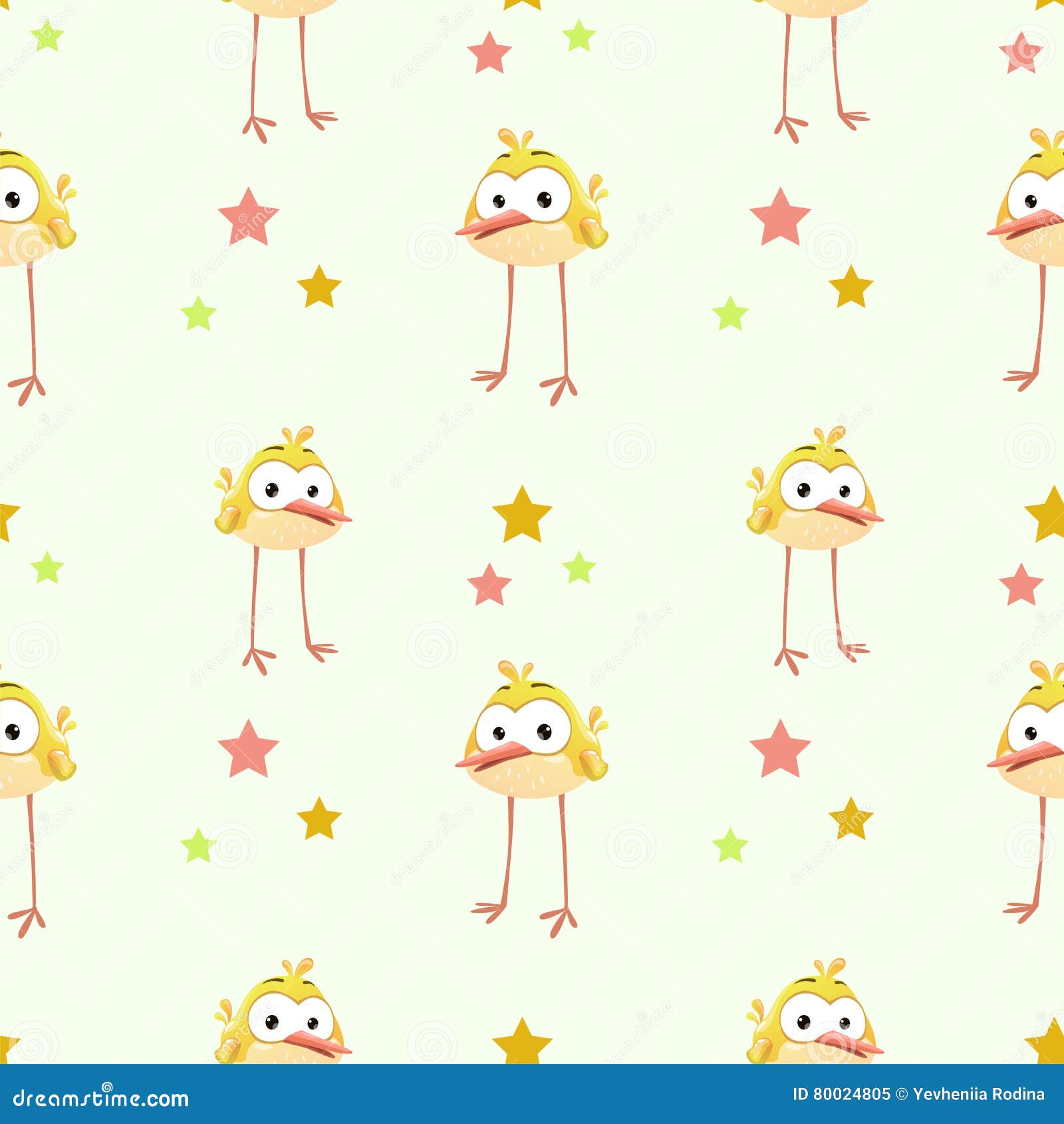 Funny Texture with Comic Yellow Bird Stock Vector - Illustration of ...