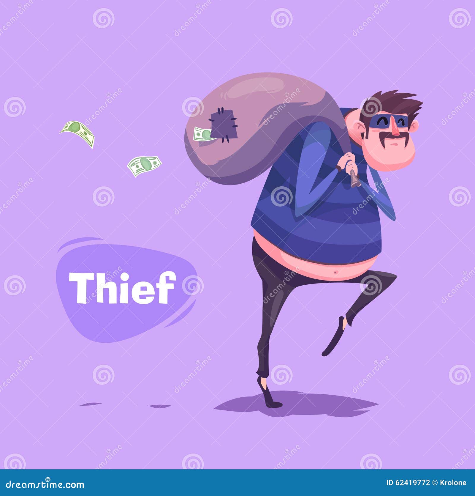 Funny Thief Character. Vector Stock Vector - Illustration of painting ...