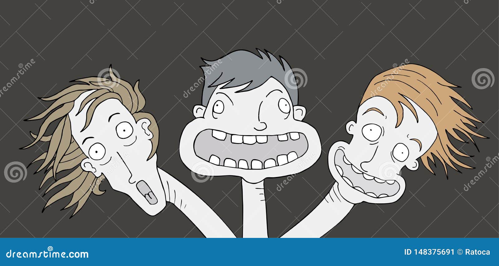 Funny Three Friends Illustration Stock Vector - Illustration of ...