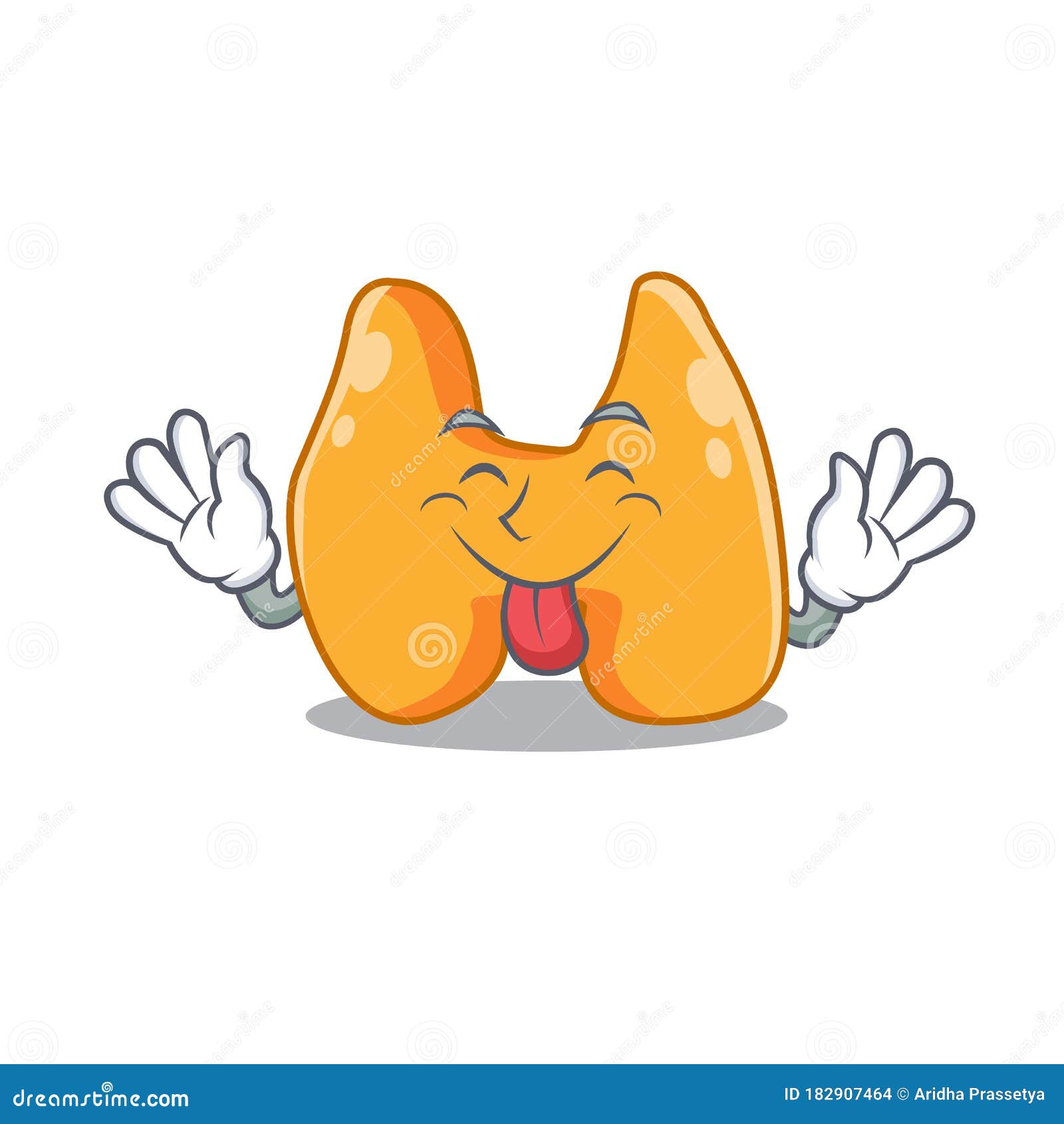 Funny Thyroid Cartoon Design with Tongue Out Face Stock Vector ...