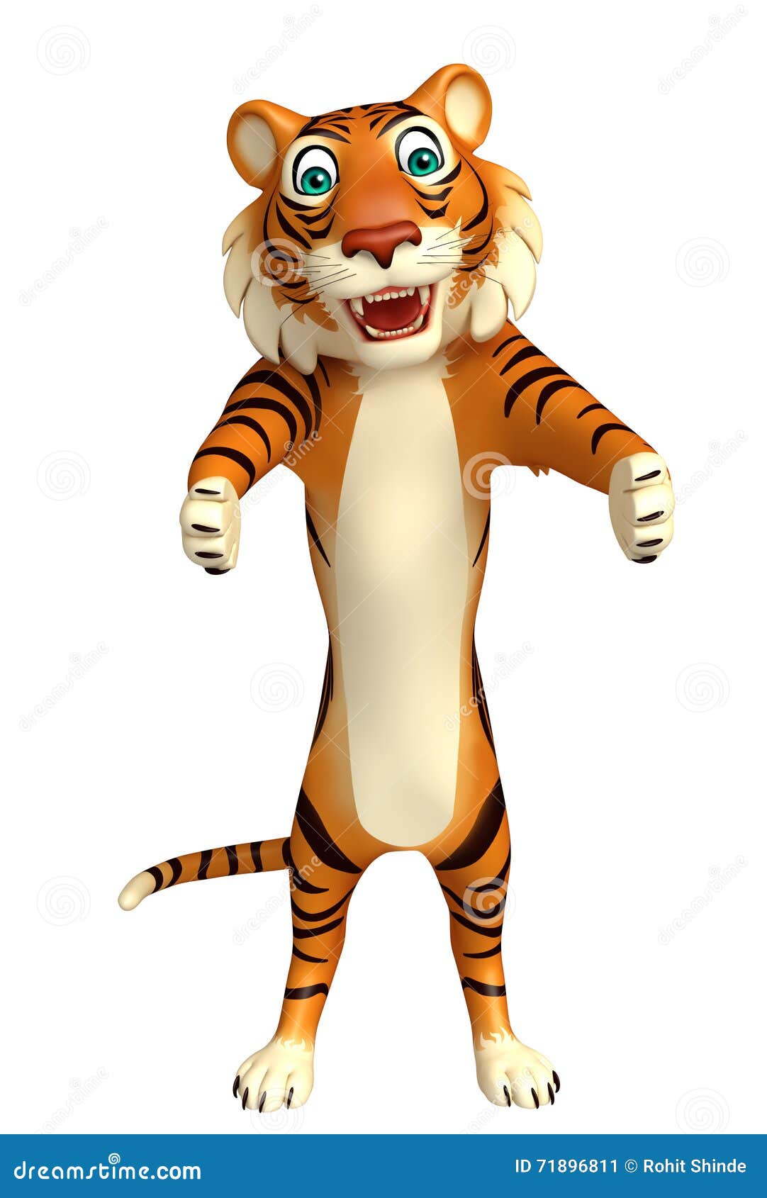Funny Tiger Cartoon Character Stock Illustration - Illustration of male ...