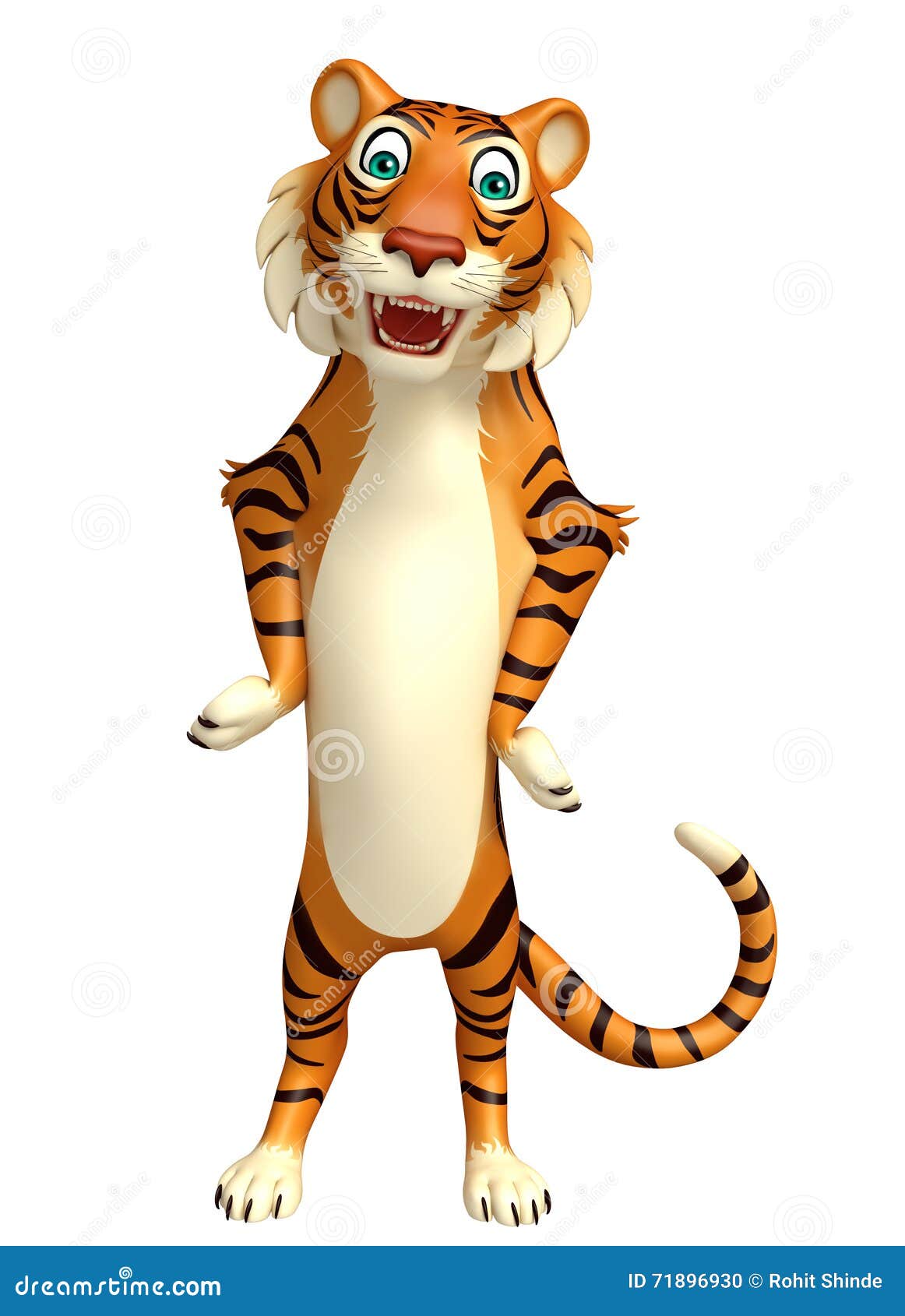 Funny Tiger Cartoon Character Stock Illustration - Illustration of ...