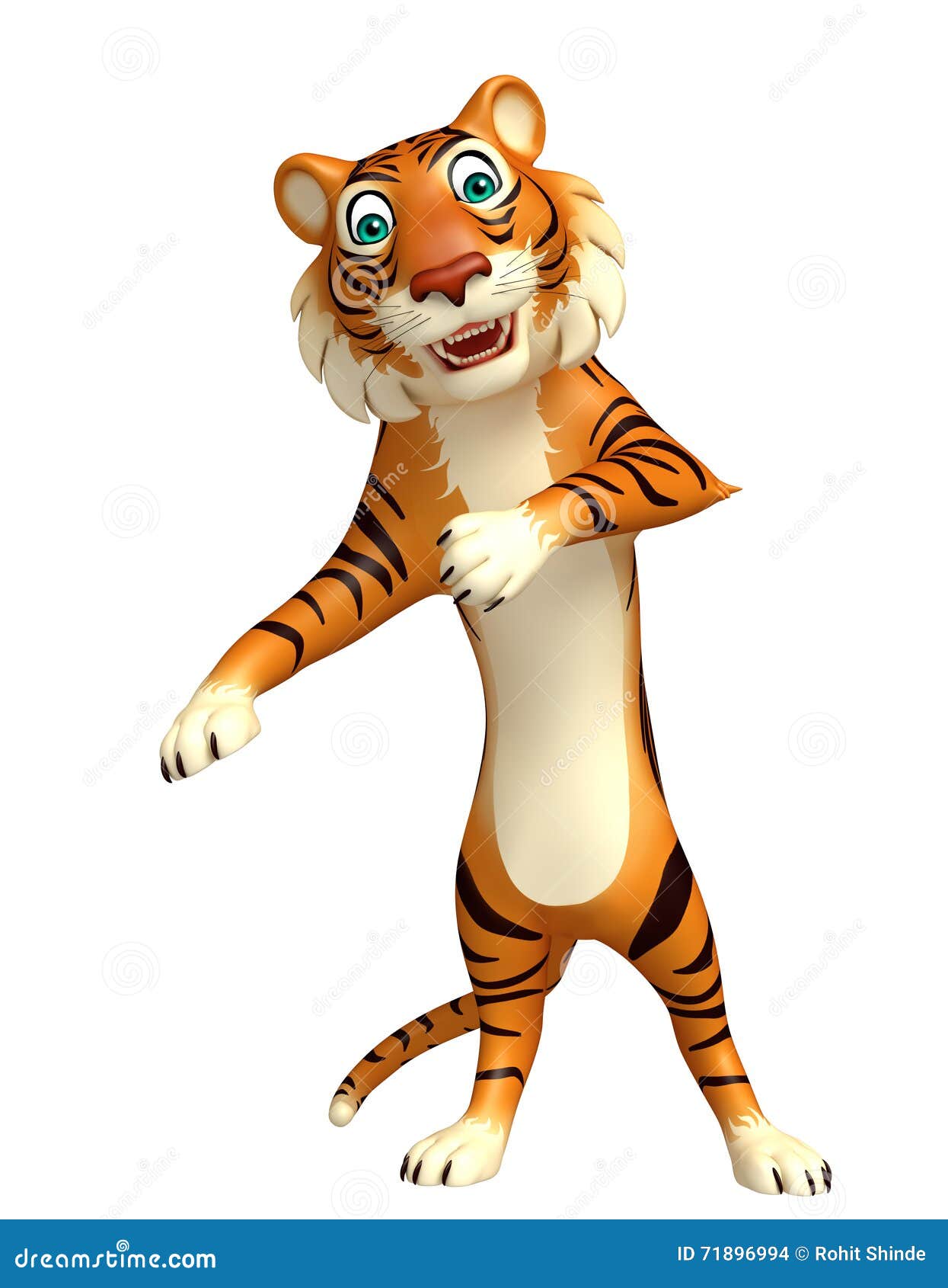 Funny Tiger Cartoon Character Stock Illustration - Illustration of ...