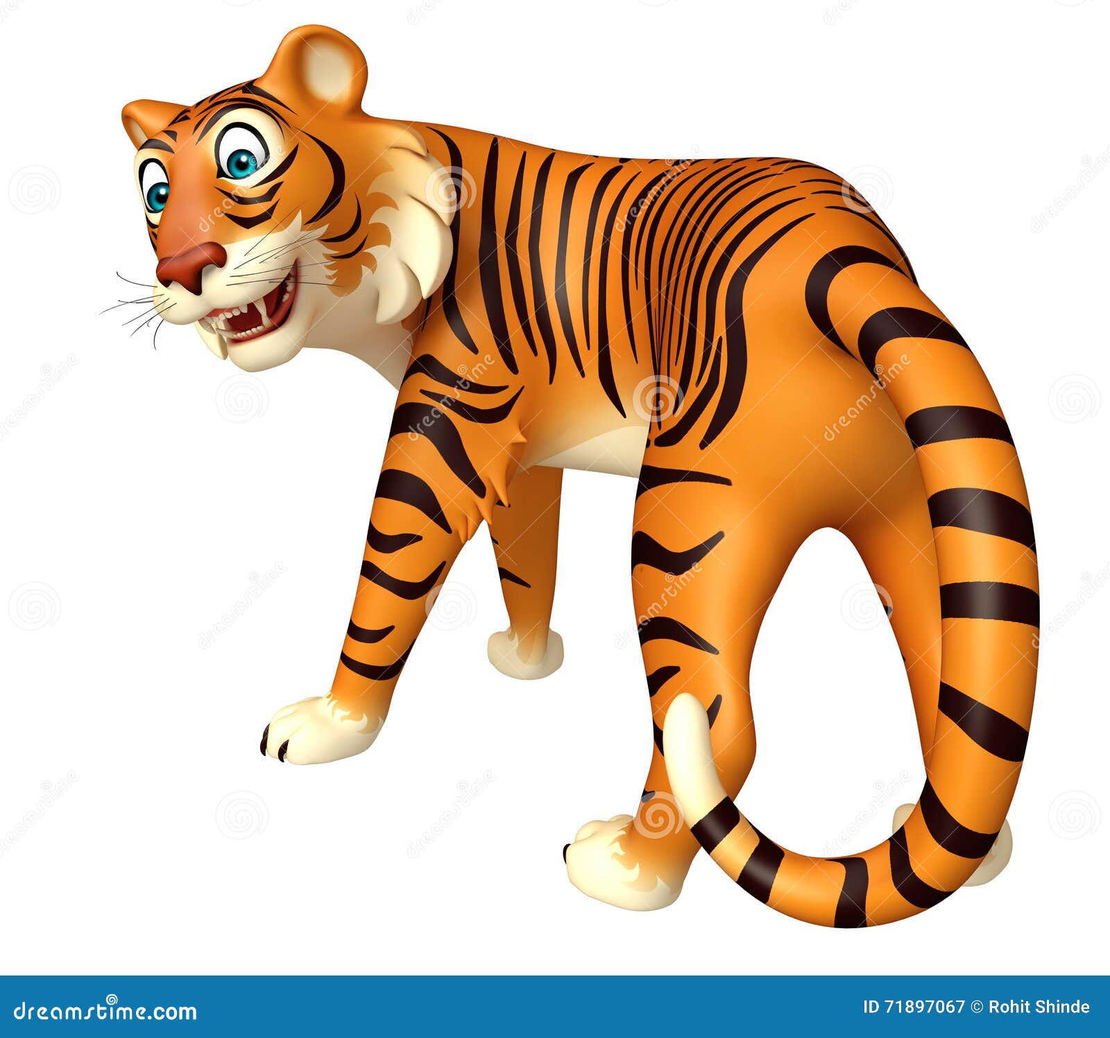Funny Tiger Cartoon Character Stock Illustration - Illustration of ...