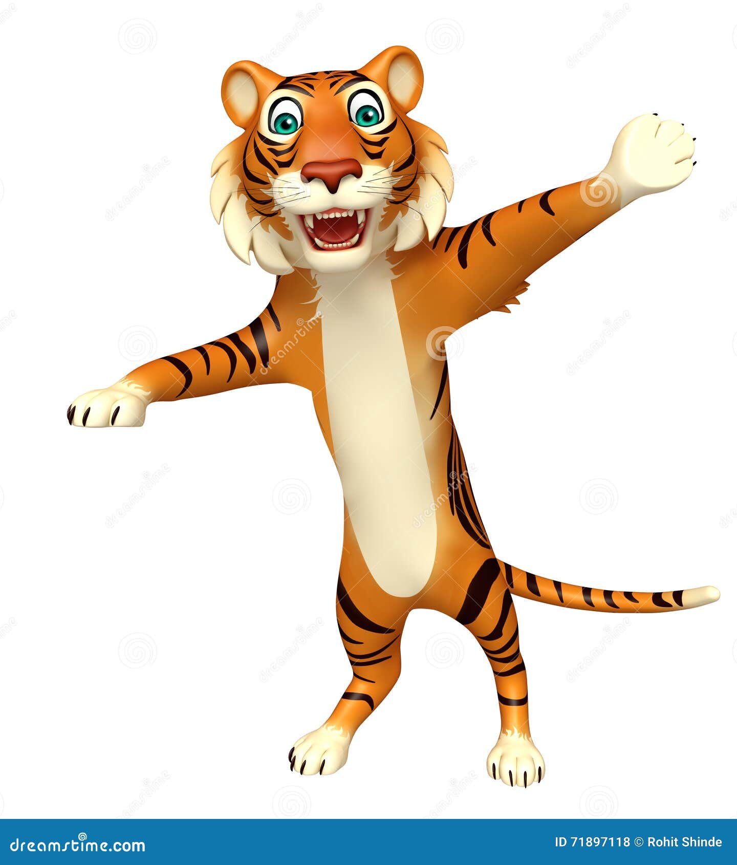 Funny Tiger Cartoon Character Stock Illustration - Illustration of ...