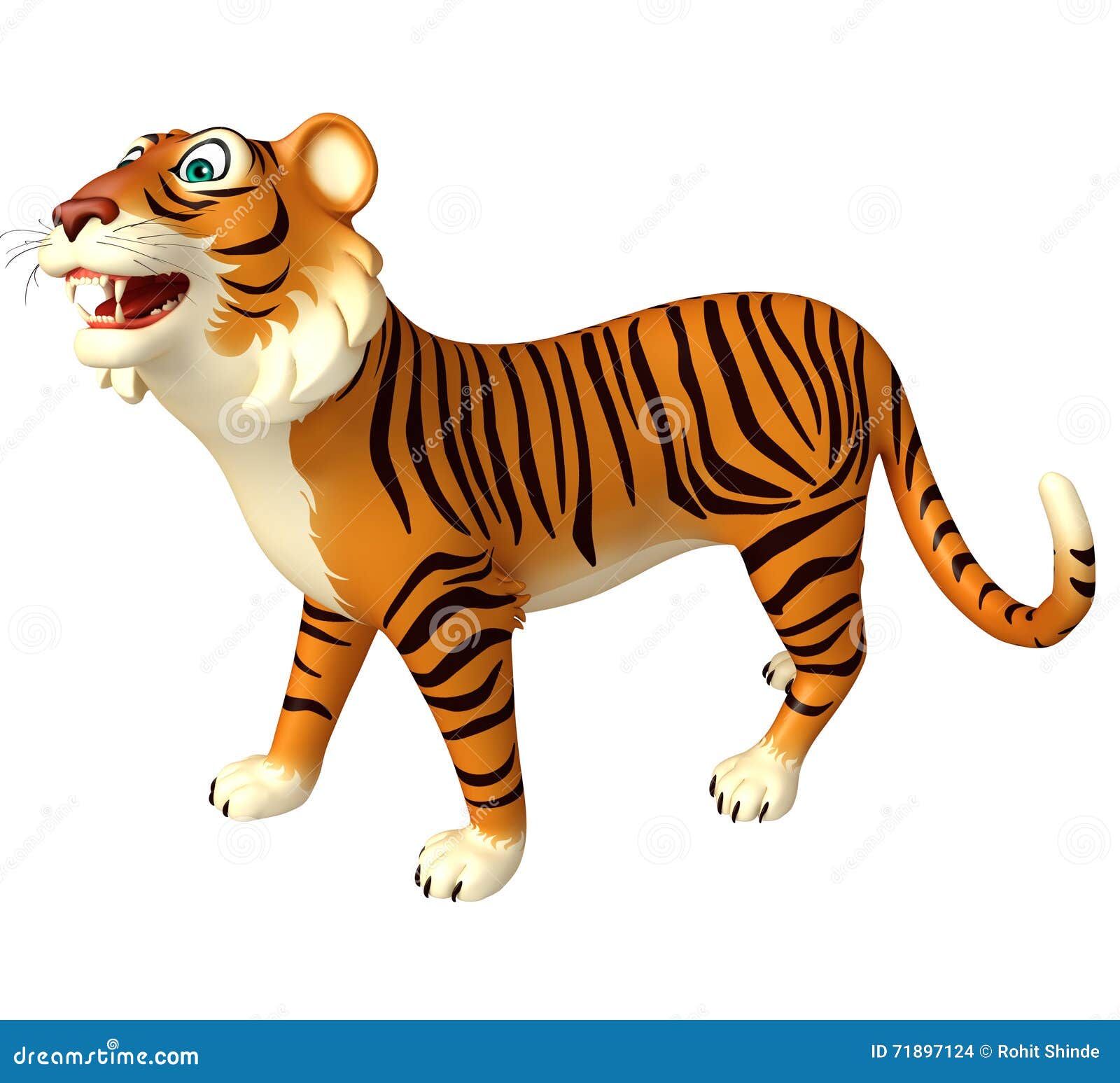 Funny Tiger Cartoon Character Stock Illustration - Illustration of ...