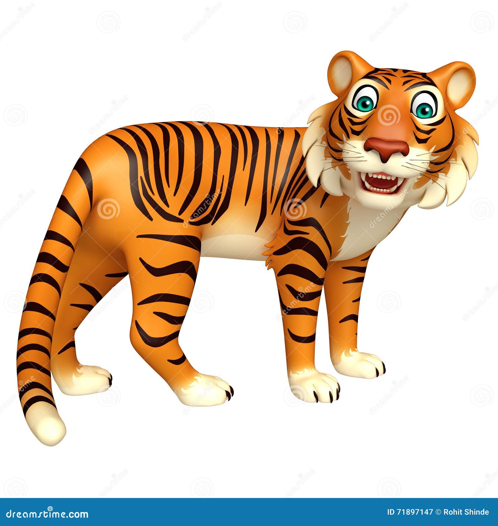 Funny Tiger Cartoon Character Stock Illustration - Illustration of ...