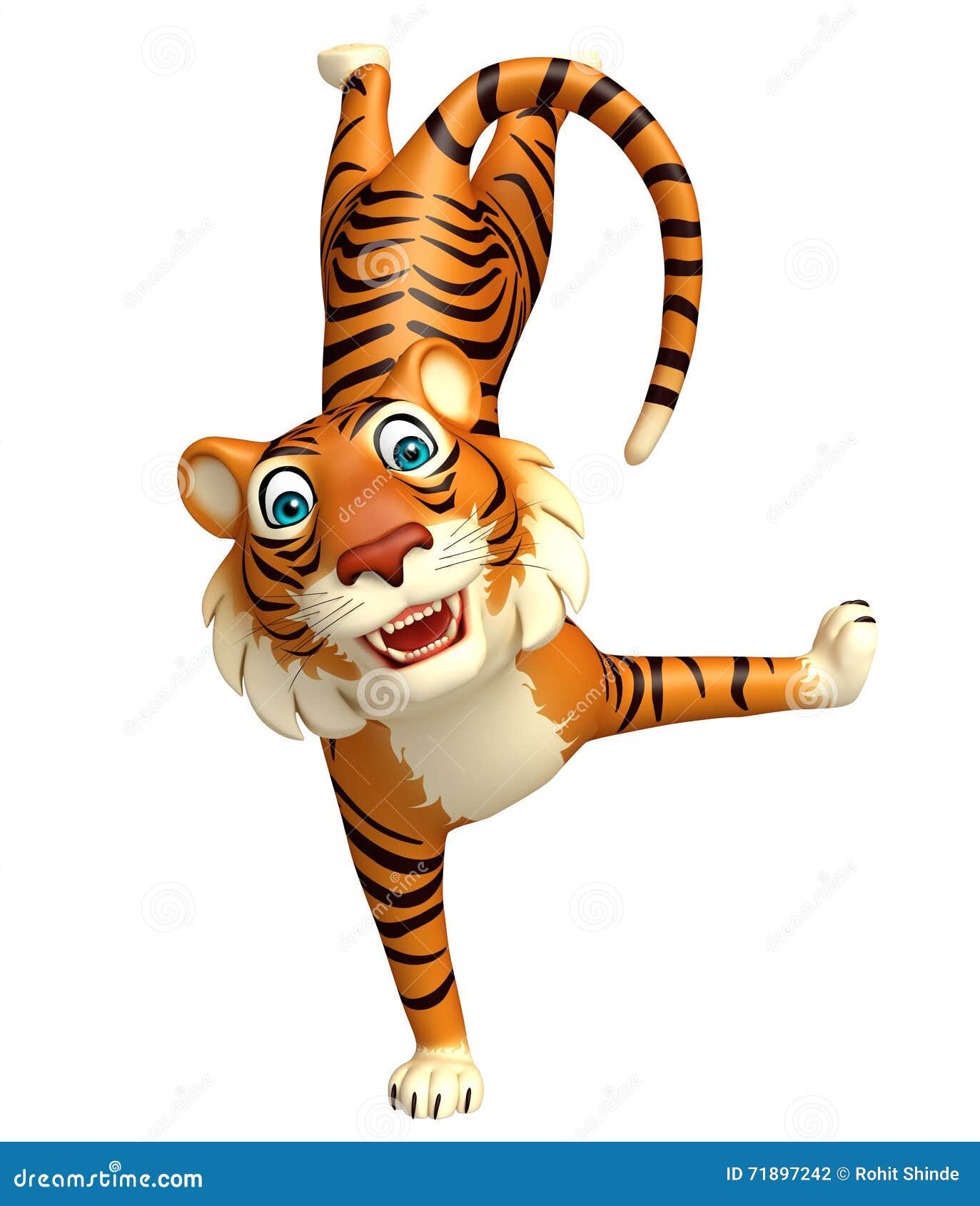 Funny Tiger Cartoon Character Stock Illustration - Illustration of male ...