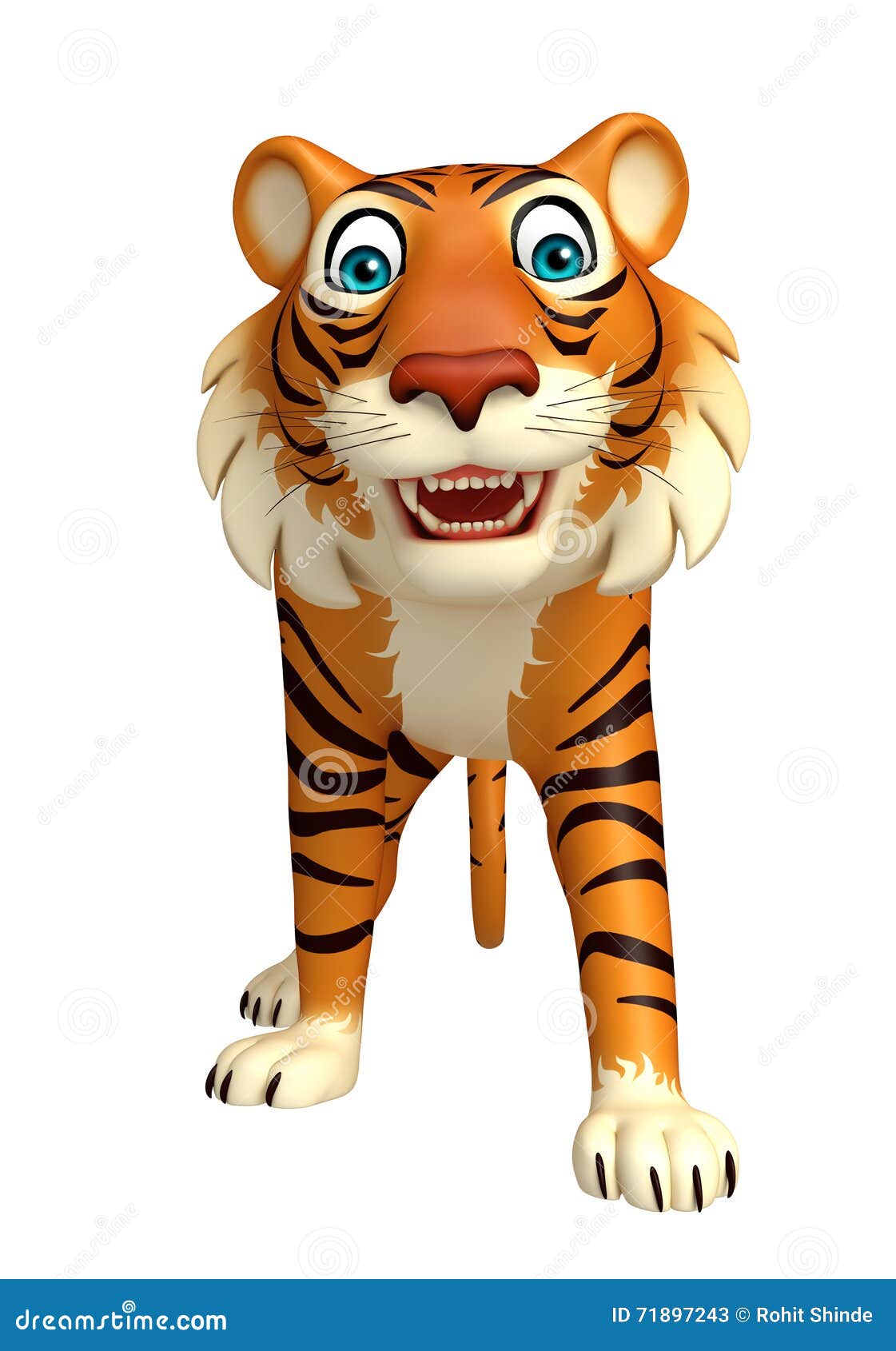 Funny Tiger Cartoon Character Stock Illustration - Illustration of ...