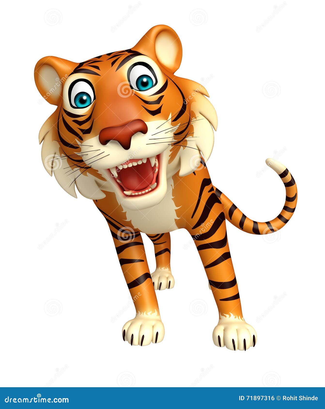 Funny Tiger Cartoon Character Stock Illustration - Illustration of ...