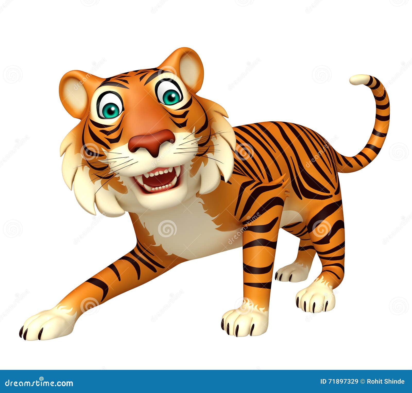 Funny Tiger Cartoon Character Stock Illustration - Illustration of ...