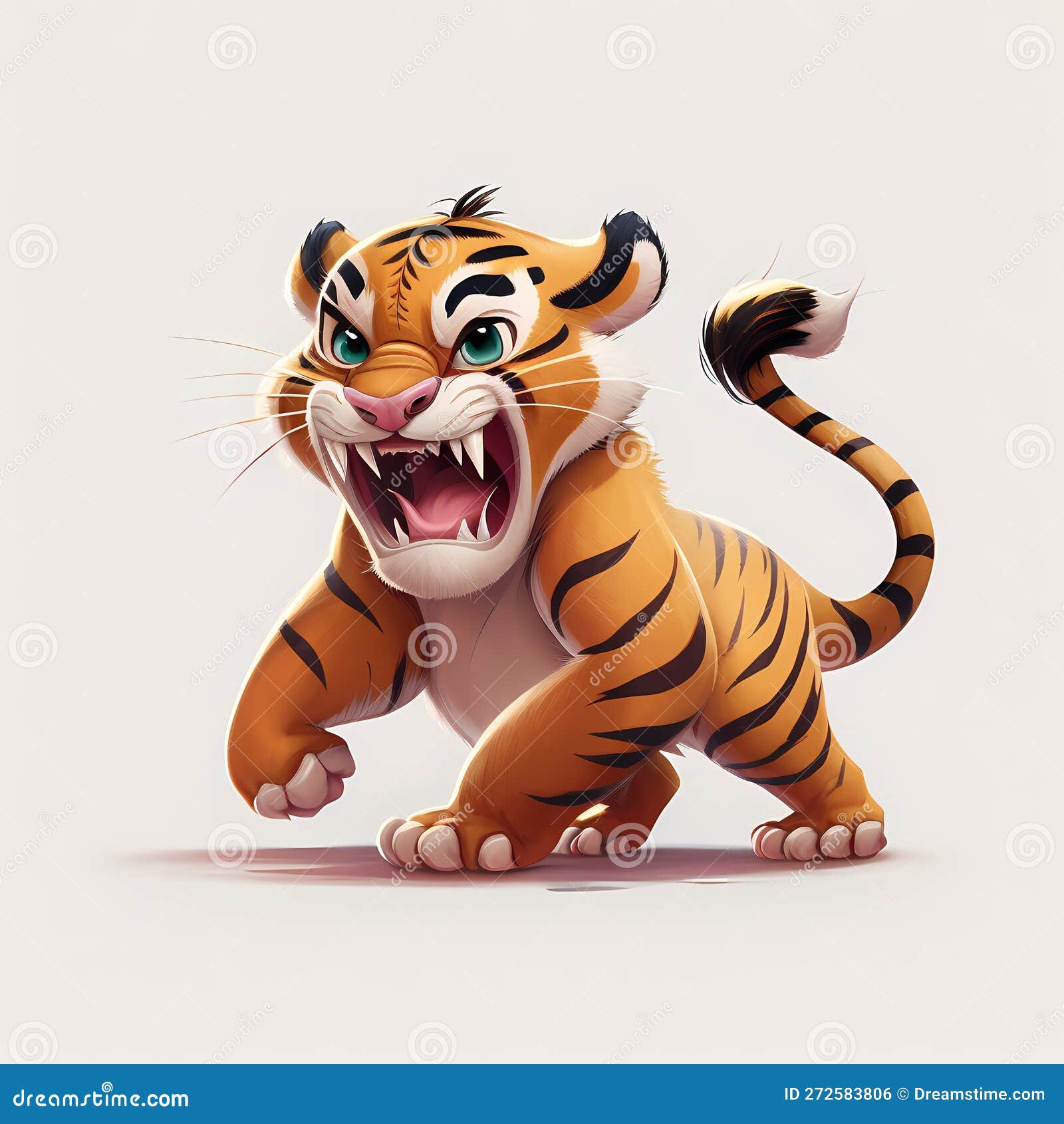 Funny Tiger Cartoon. Generative AI Stock Photo - Image of cute, orange ...