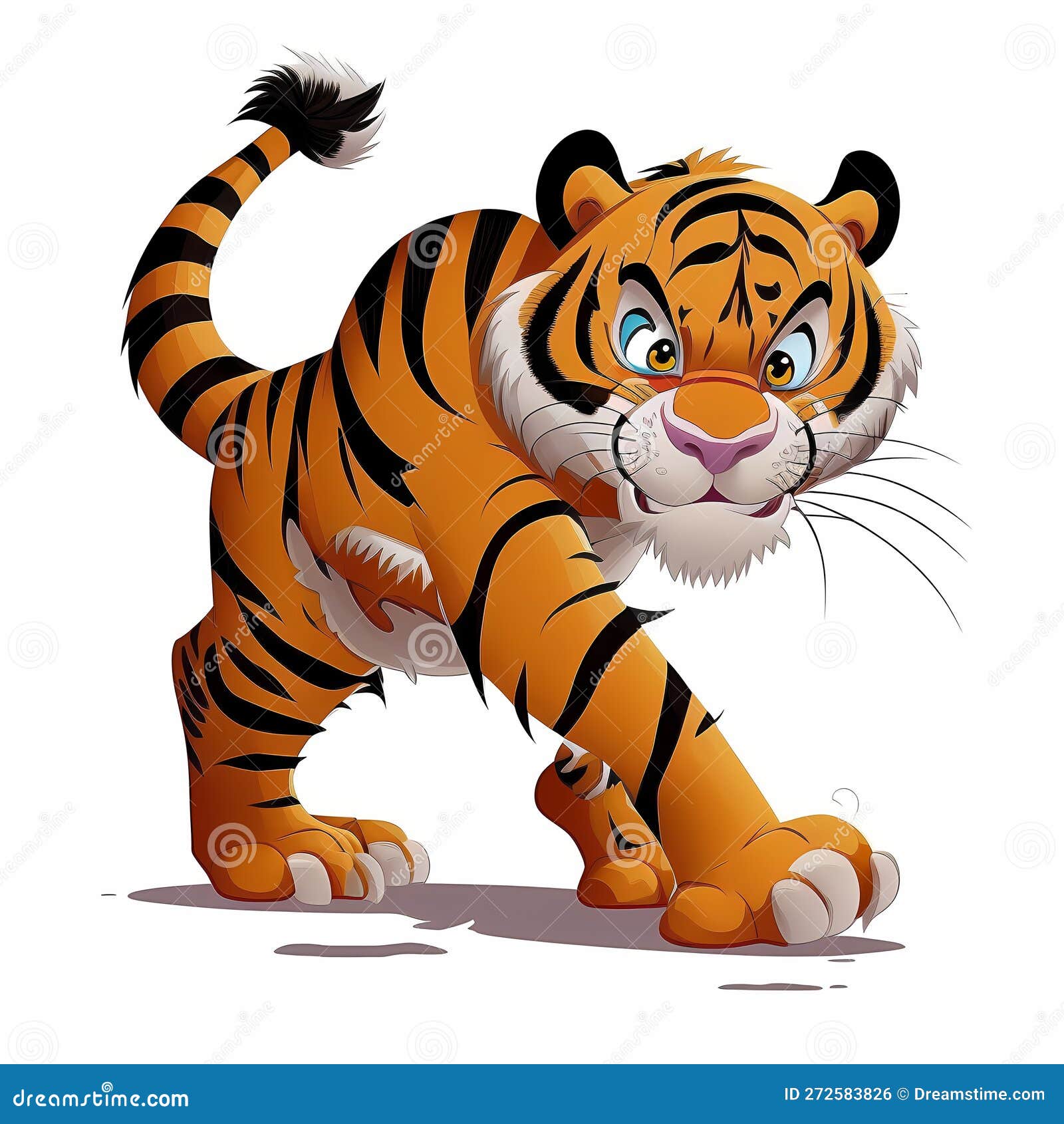 Funny Tiger Cartoon. Generative AI Stock Illustration - Illustration of ...