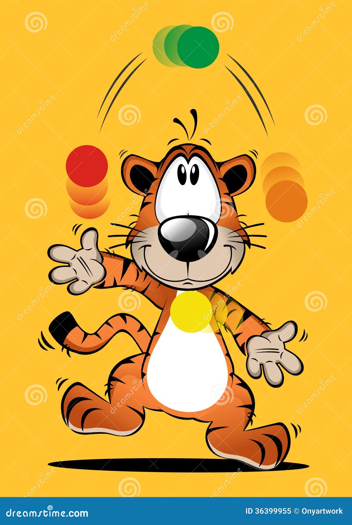 Tiger Cub Cartoon Character Playing With His Tail Vector Illustration ...