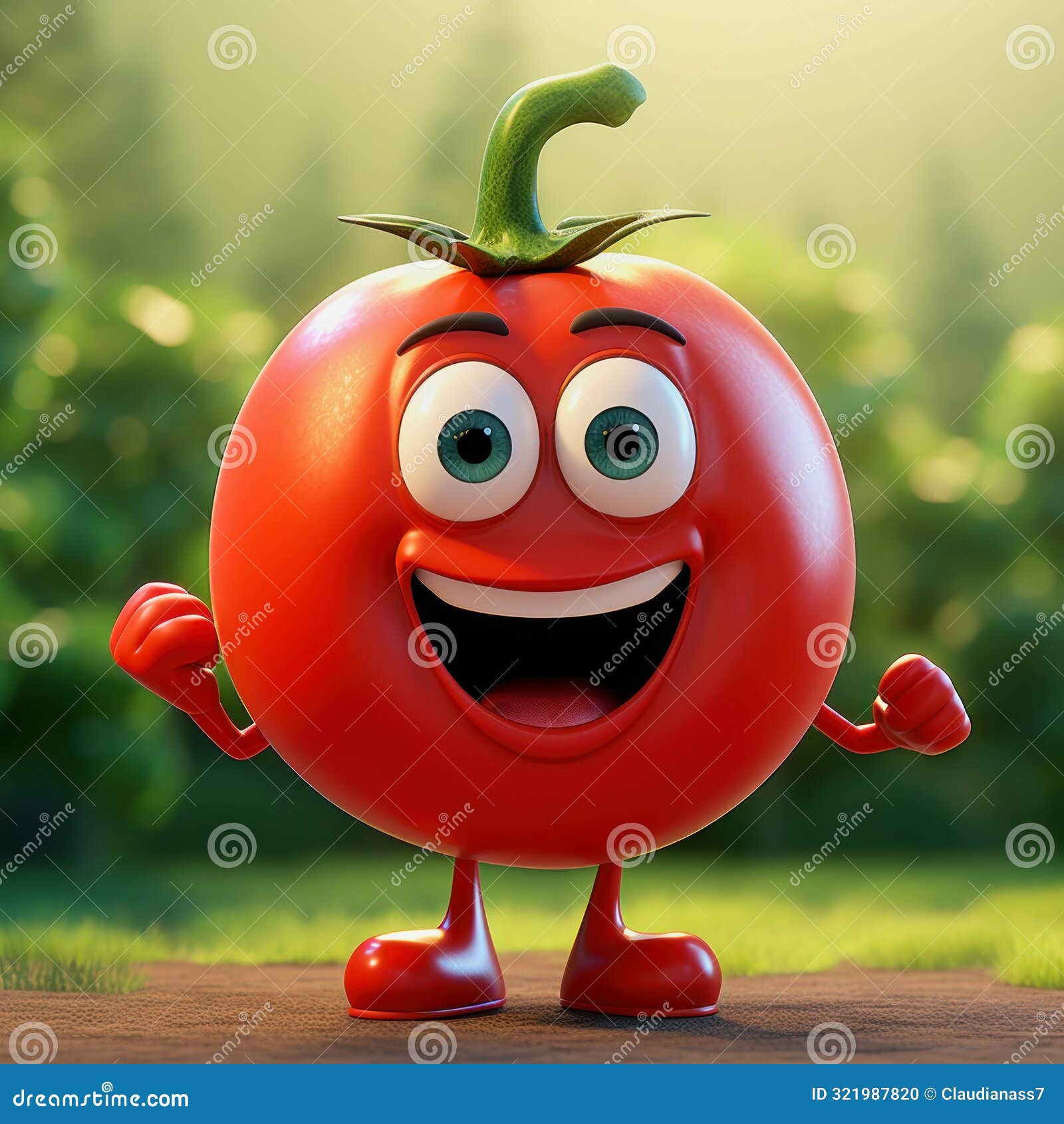 The Funny Tomato Character with Cute Face Stock Illustration ...