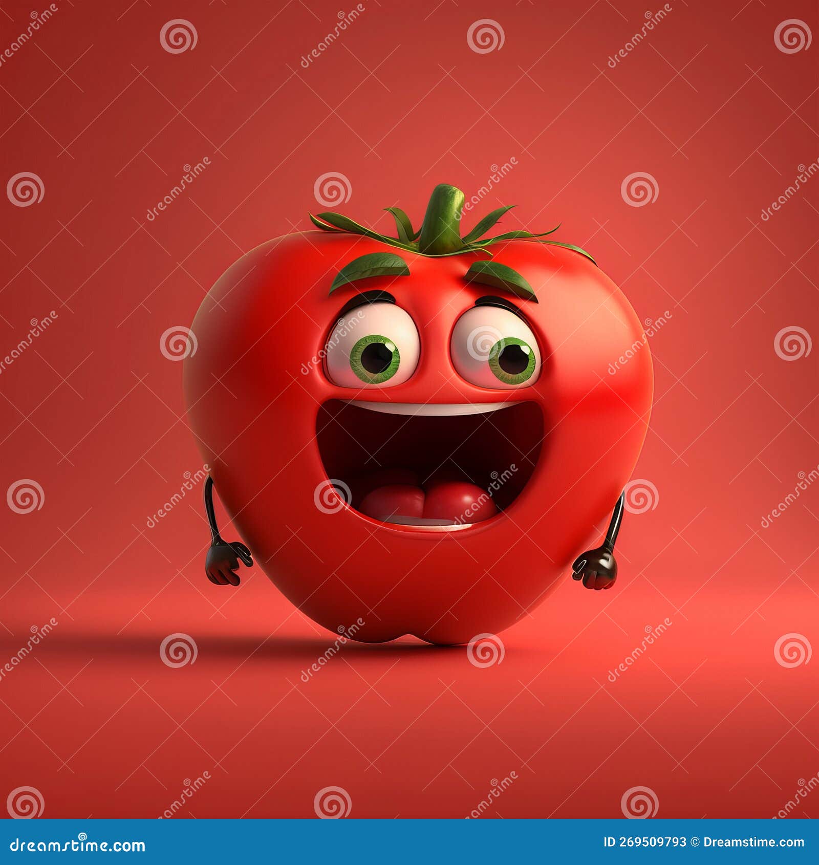 Goofy Tomato Cartoon Character With Googly Eyes In 3D On Transparent ...