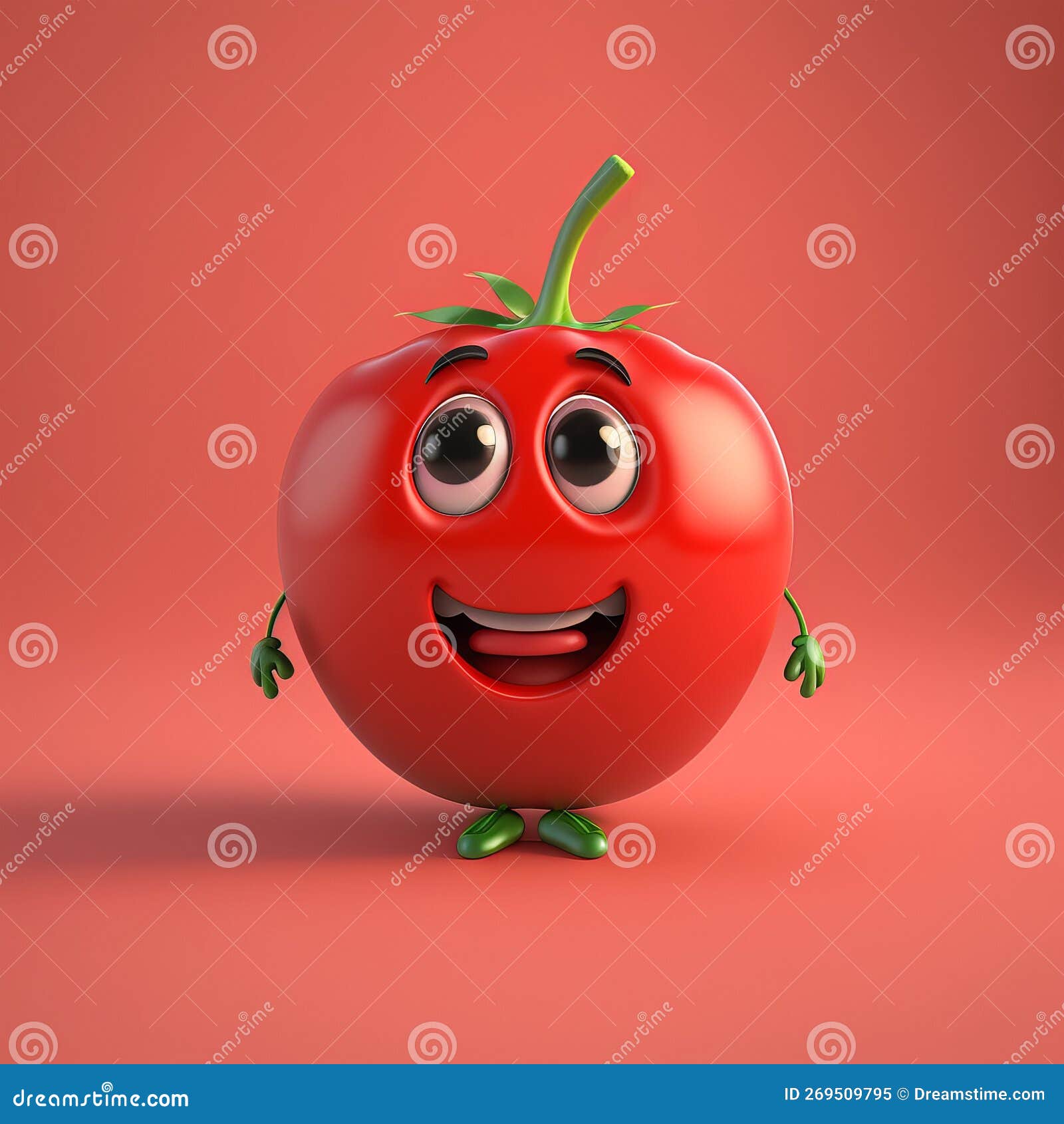Goofy Tomato Cartoon Character With Googly Eyes In 3D On Transparent ...