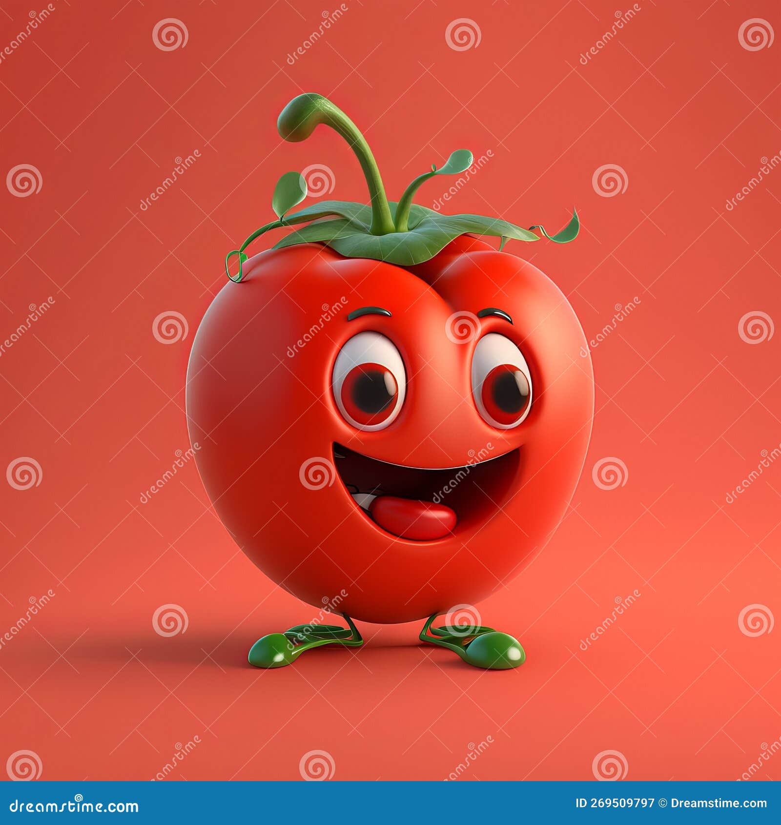 Goofy Tomato Cartoon Character With Googly Eyes In 3D On Transparent ...