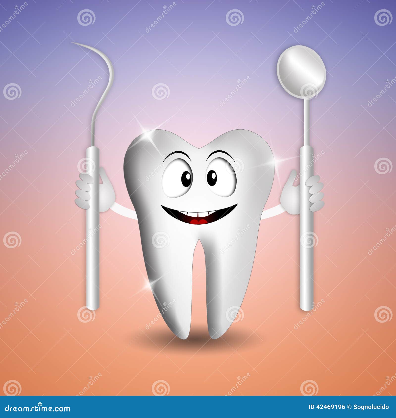 Funny Tooth Character. With Caries And Without Caries, Smiling And ...