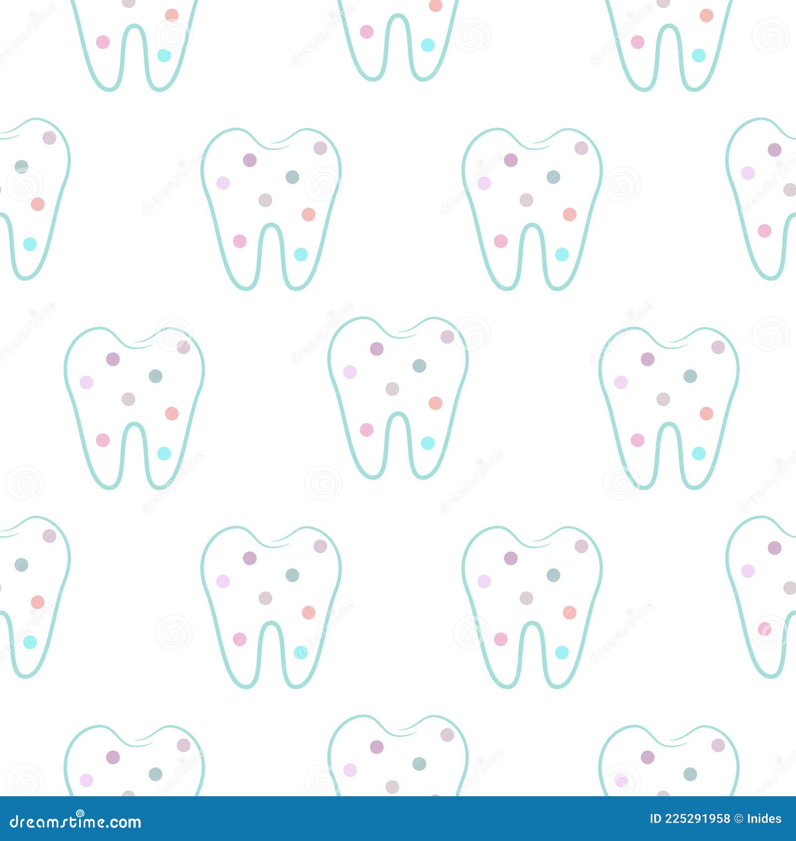 Funny Tooth Seamless Pattern. Dotted Teeth Background Stock Vector ...