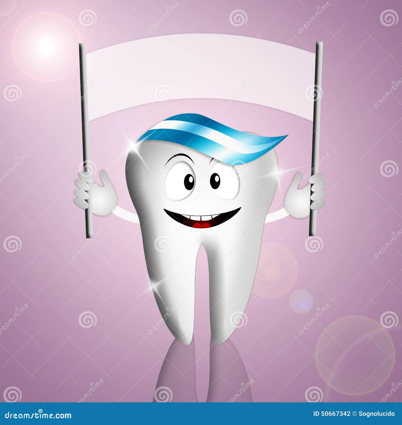 Funny tooth with sign stock illustration. Illustration of toothpaste ...
