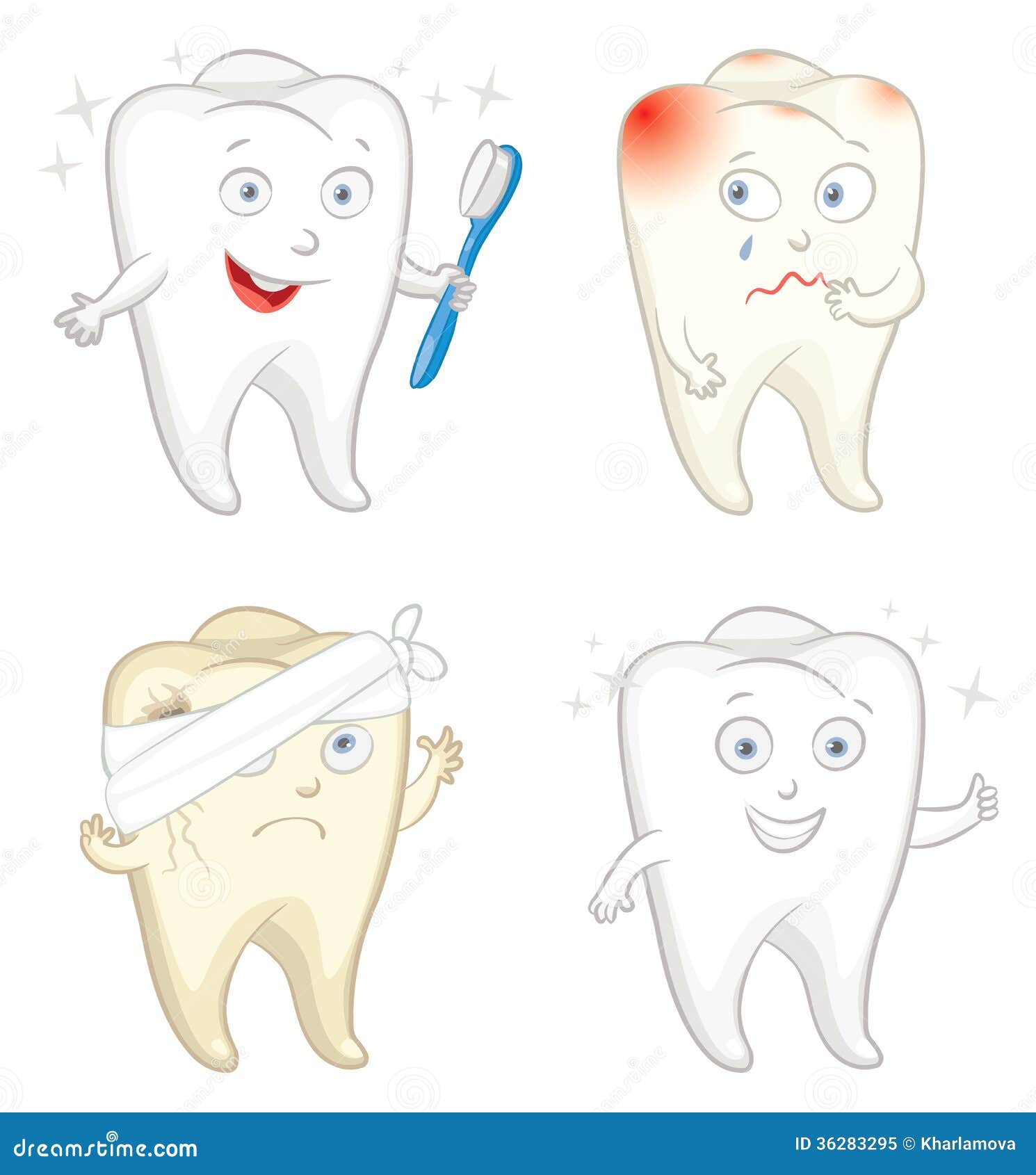 Funny Tooth With Toothbrush. Caries. Toothache Royalty Free Stock Photo ...
