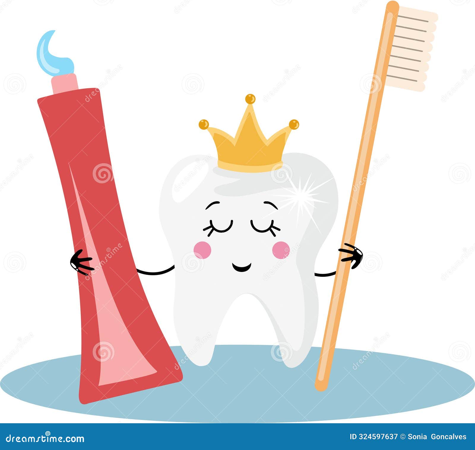 Funny Tooth with Toothbrush and Toothpaste Stock Vector - Illustration ...