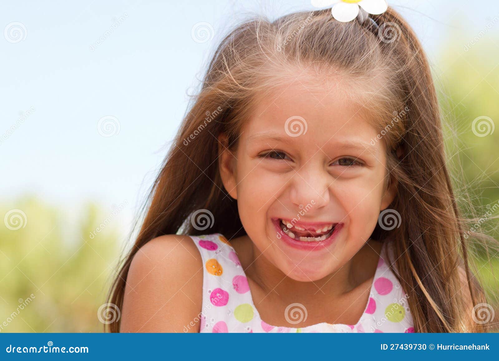 Funny Toothless Little Girl Outdoors Stock Photo - Image of cheerfull ...