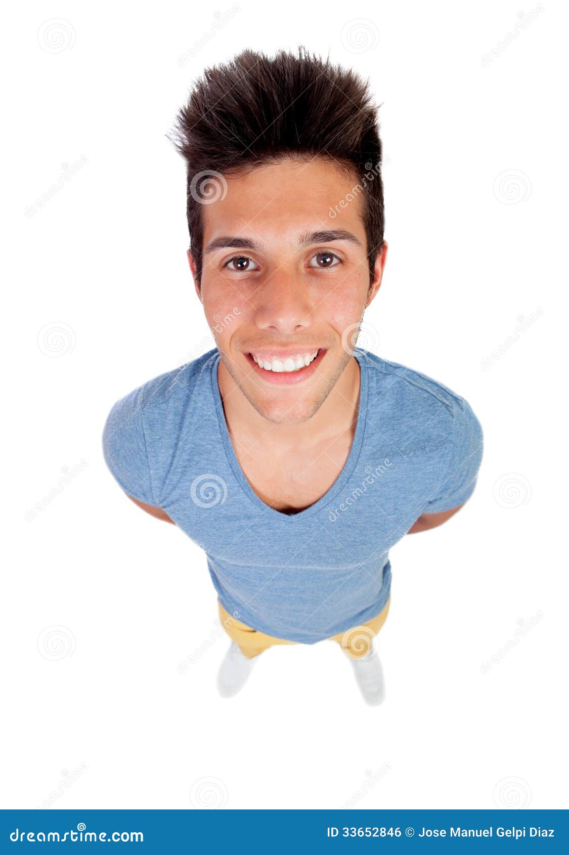 Funny Top View of a Casual Boy Stock Photo - Image of model, hair: 33652846