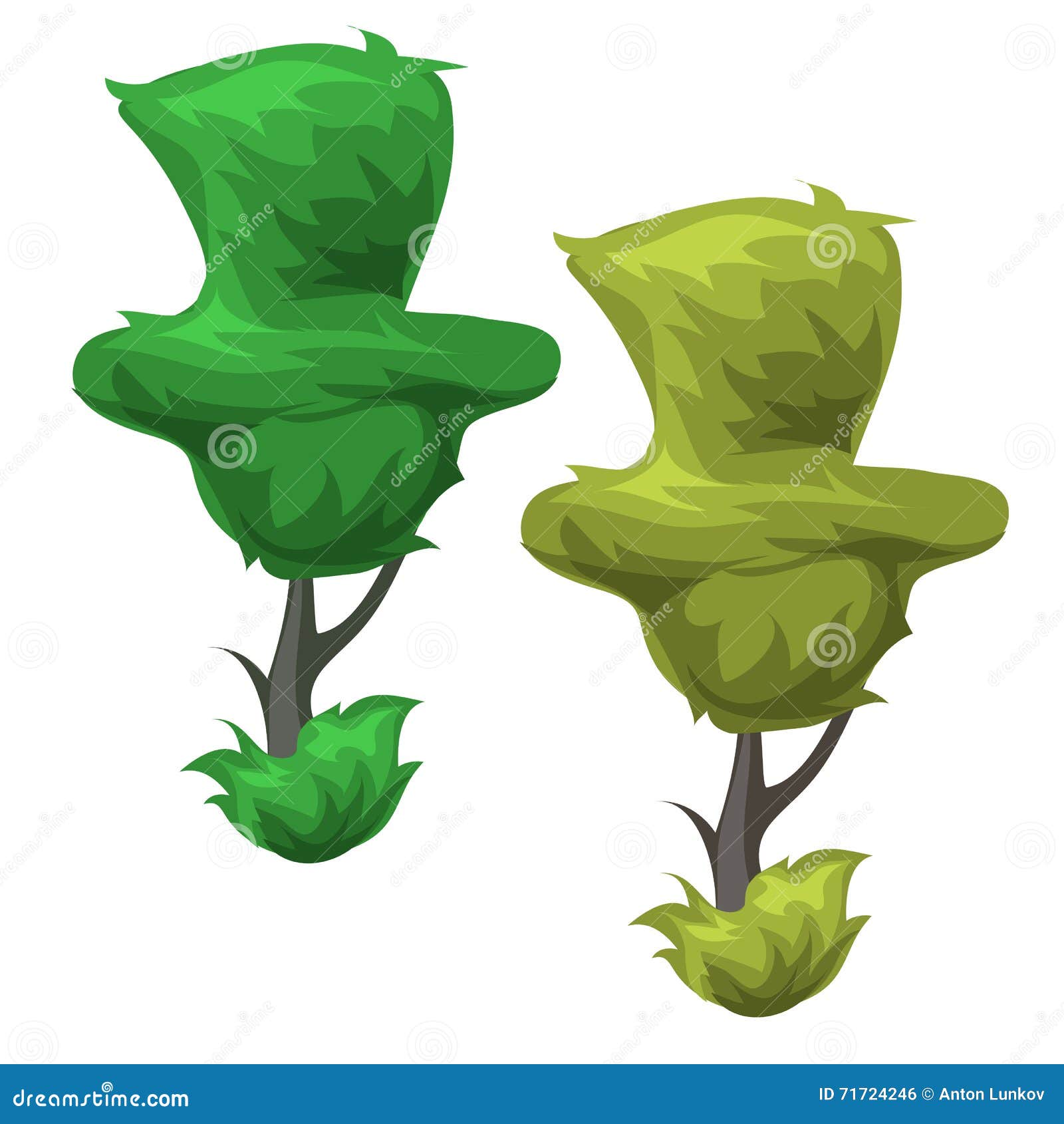 Cartoon Topiary In The Form Of A Cone Christmas Tree With Bauble, White ...