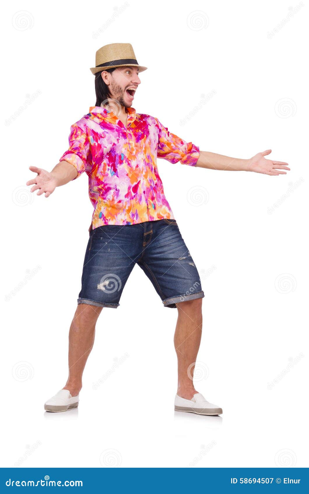 Funny Tourist Isolated on White Stock Image - Image of isolated, casual ...