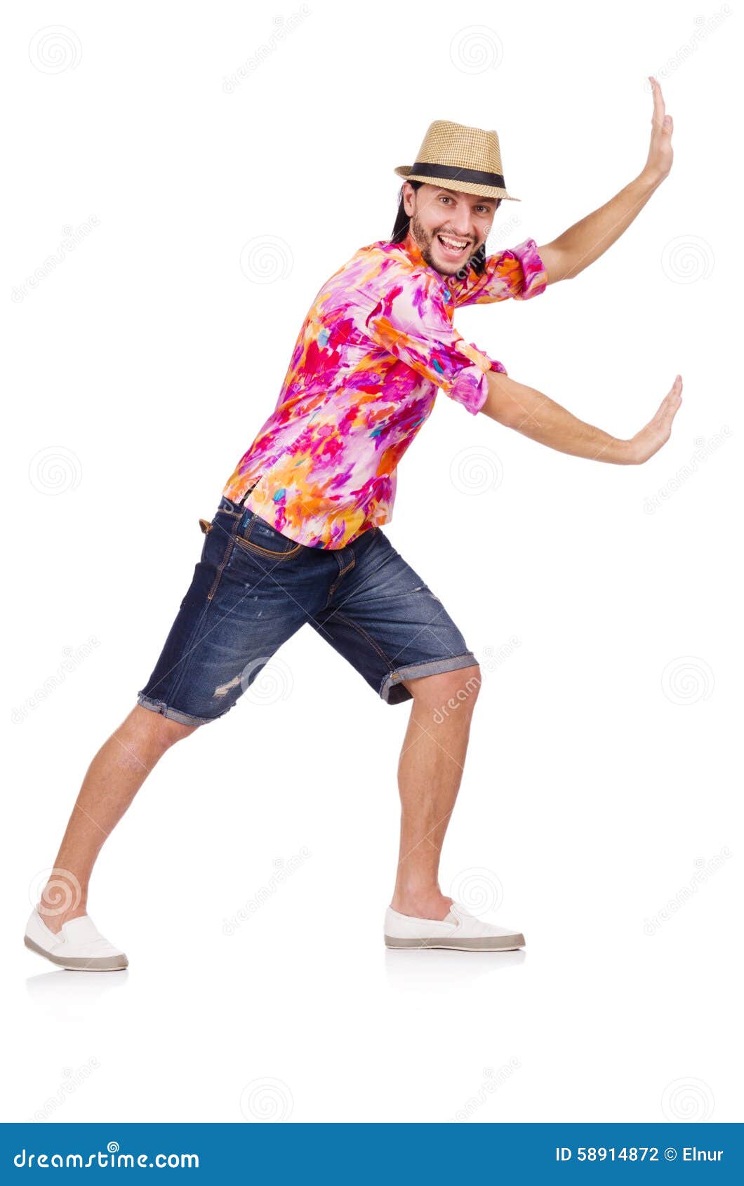 Funny Tourist Isolated on White Stock Photo - Image of caucasian ...