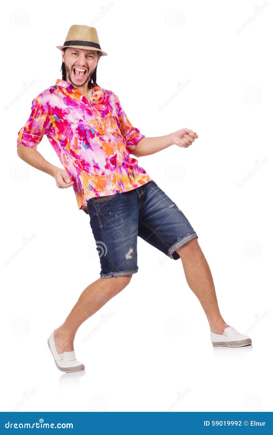 Funny Tourist Isolated on White Stock Photo - Image of traveling ...