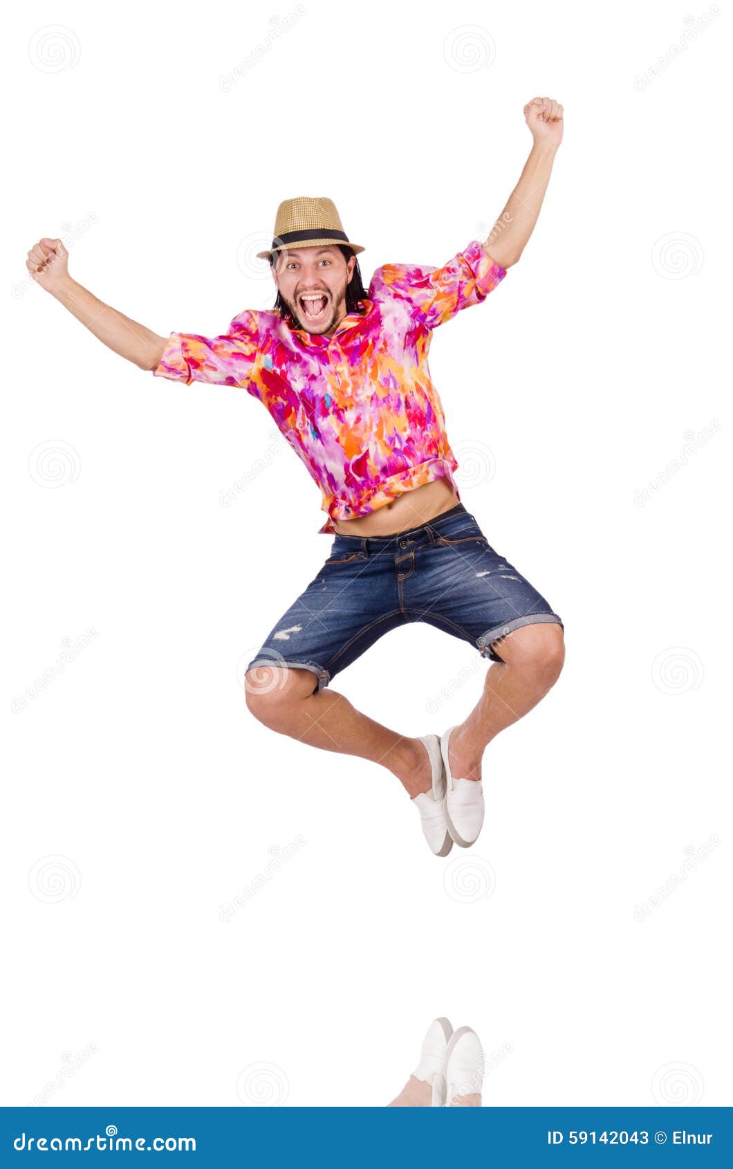 Funny Tourist Isolated on White Stock Image - Image of short, merry ...