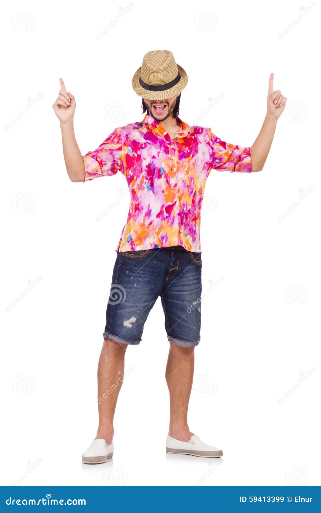 Funny Tourist Isolated on White Stock Image - Image of funny, travel ...