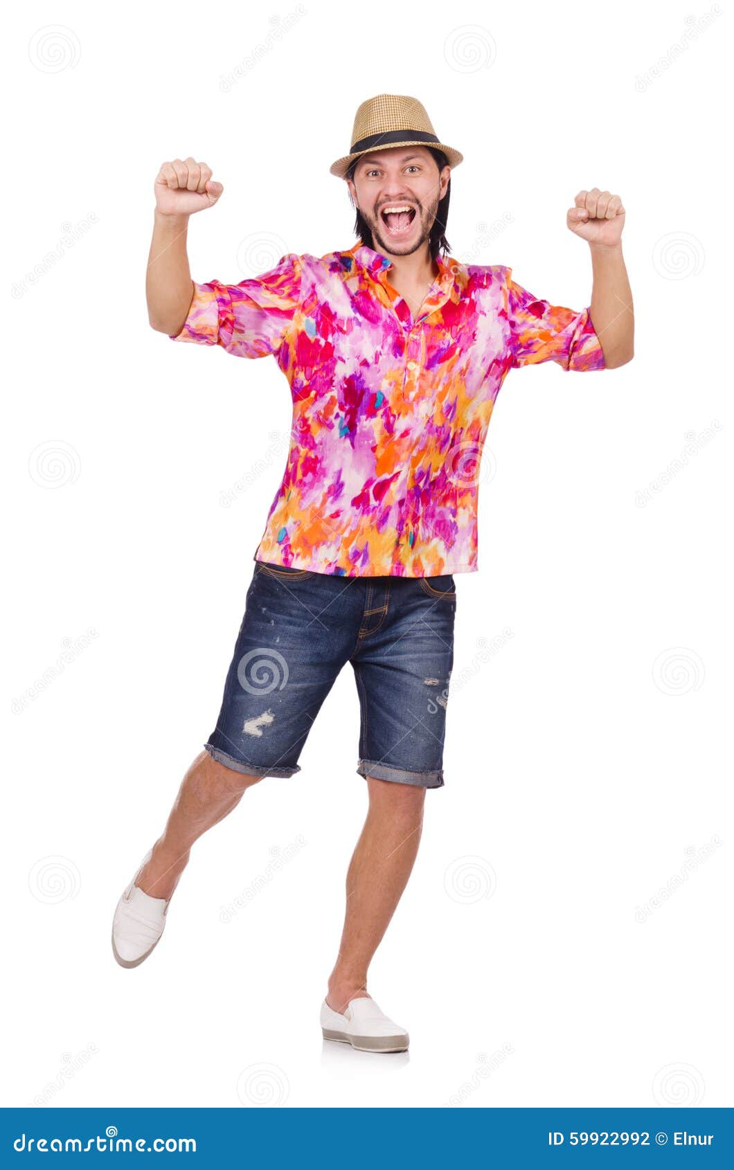 Funny Tourist Isolated on White Stock Photo - Image of smiling, jeans ...