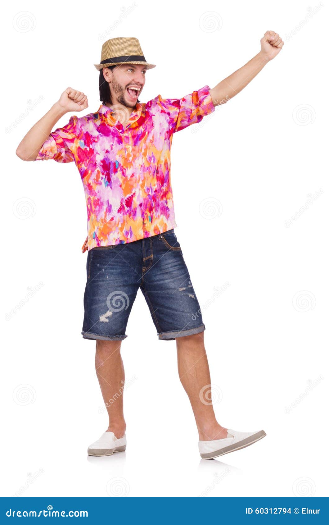 Funny Tourist Isolated on White Stock Photo - Image of travel, tourism ...