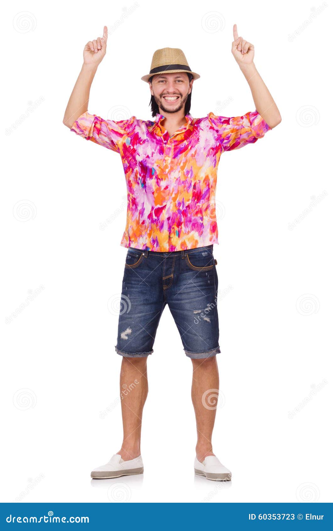 Funny Tourist Isolated on White Stock Image - Image of carefree ...