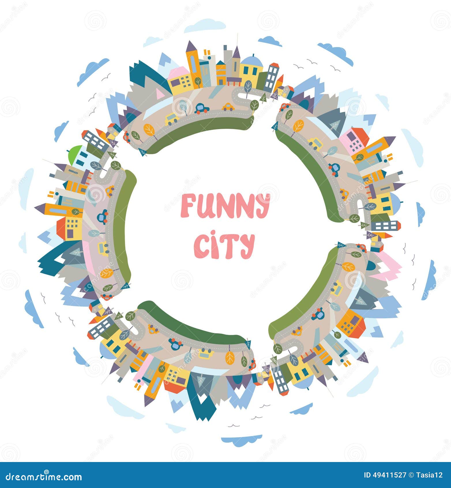 Funny Town Round Frame - Design Element Stock Vector - Illustration of ...