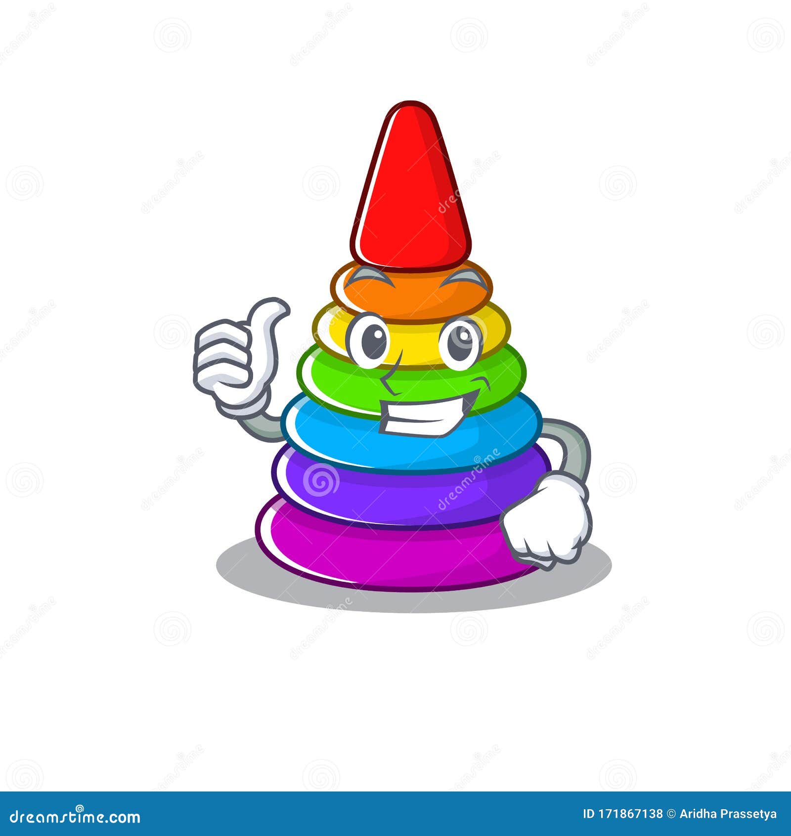 Thumbs Up Pyramid Ring Character Cartoon Vector Illustration ...