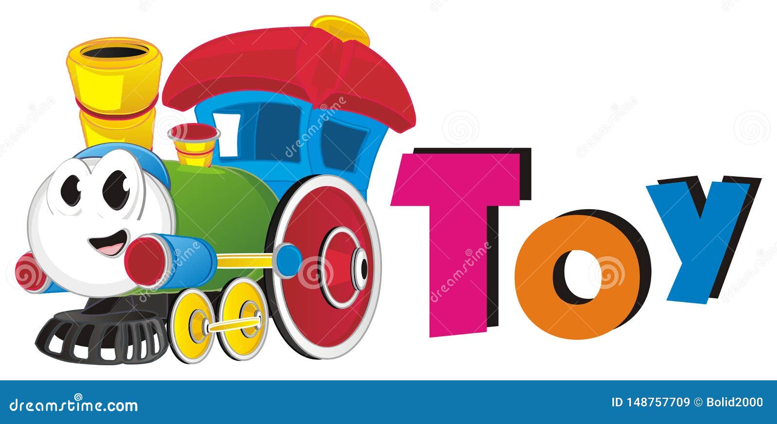 Funny toy train and word stock illustration. Illustration of preschool ...