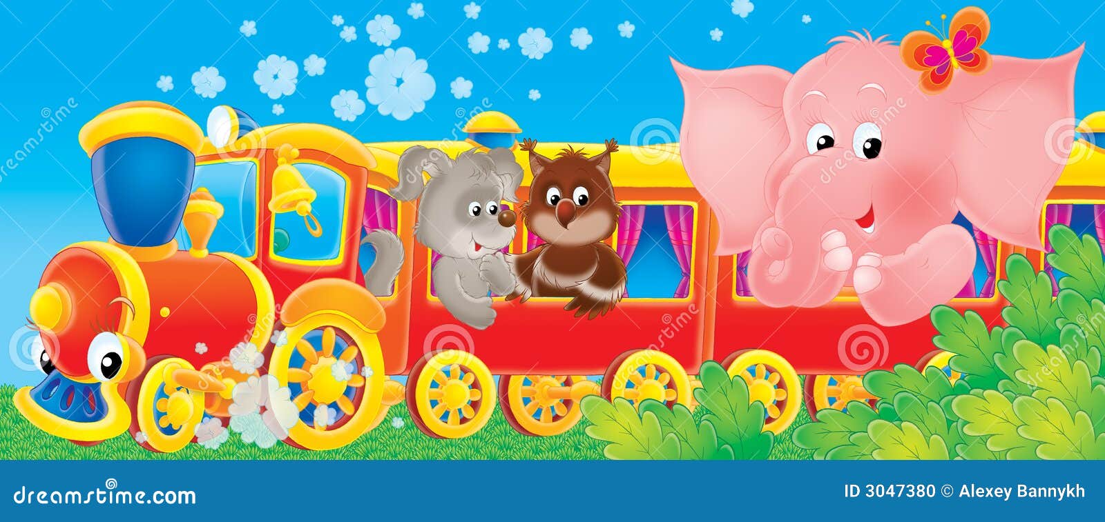 Funny Train stock illustration. Illustration of butterfly - 3047380