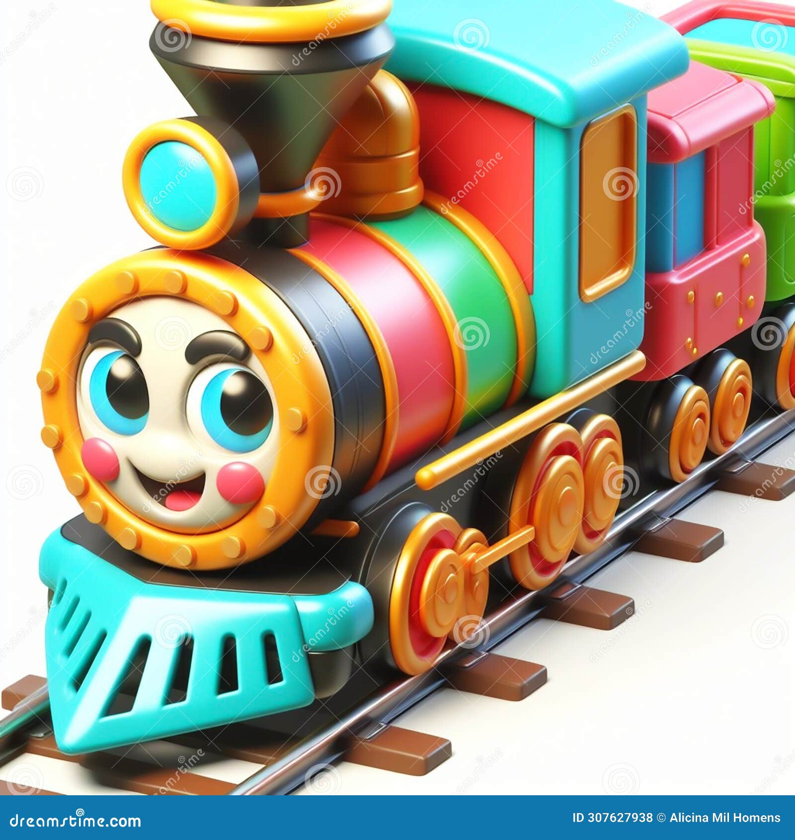 Funny Train Cartoon with Colorful Carriages. AI Generated Stock ...