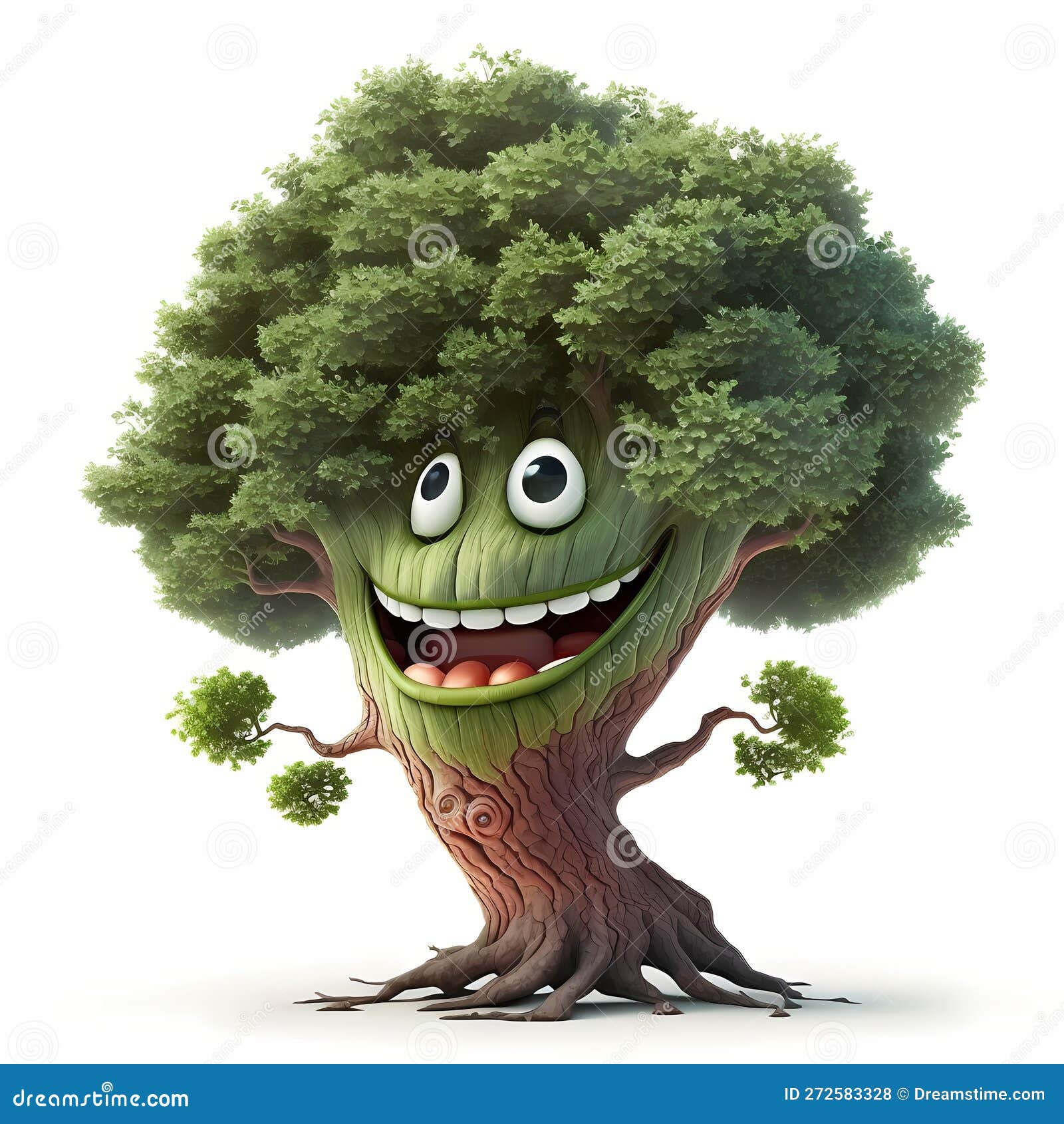 Funny Tree Cartoon. Generative AI Stock Illustration - Illustration of ...