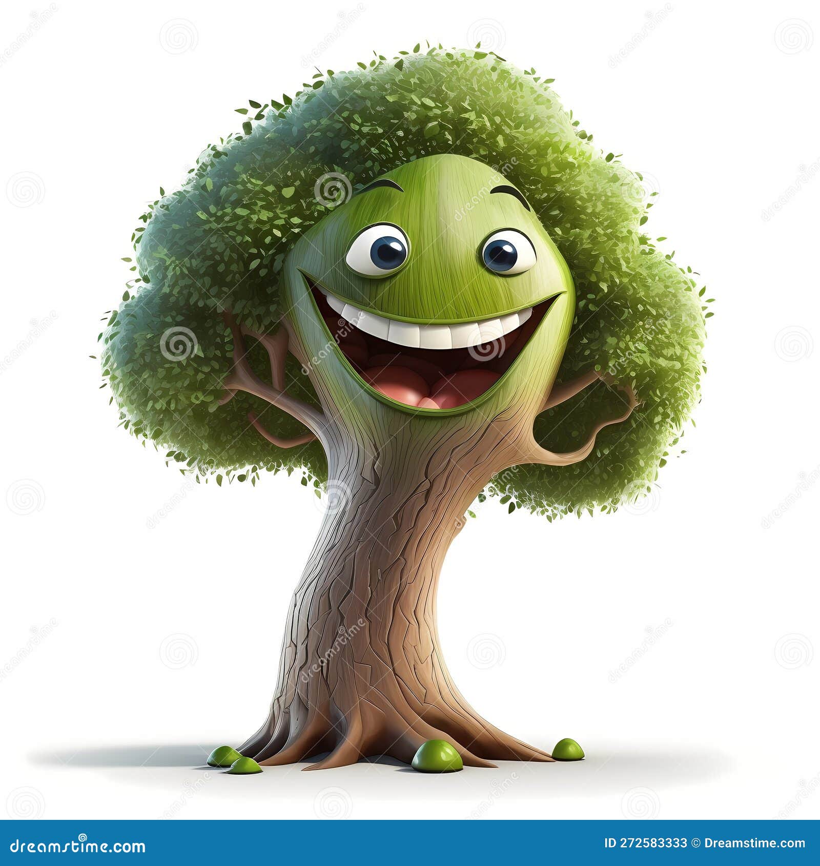 Funny Tree Cartoon. Generative AI Stock Illustration - Illustration of ...