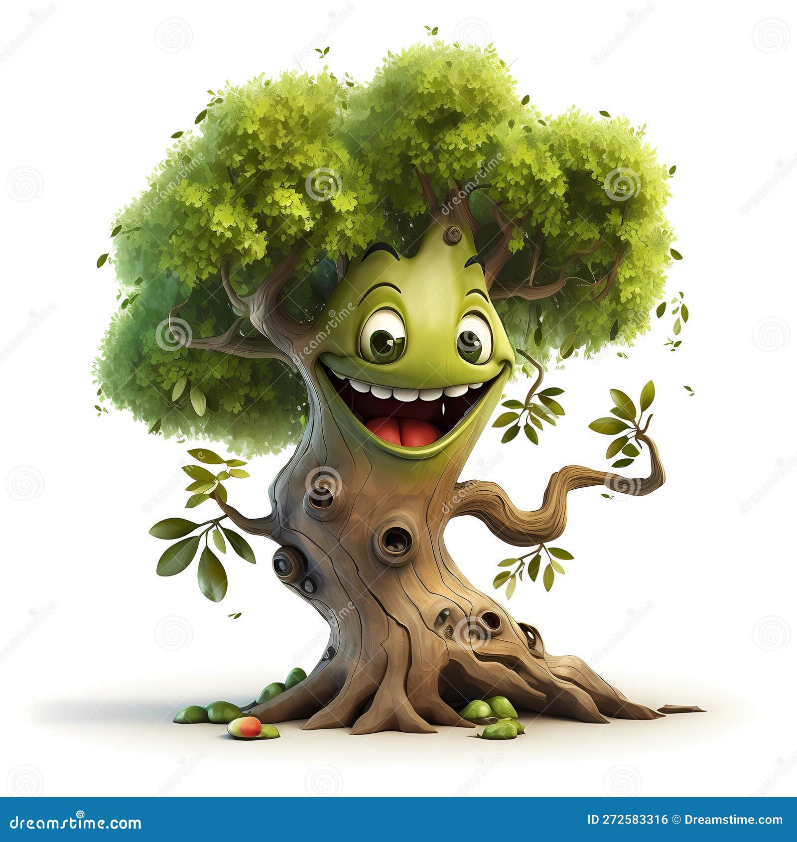 Funny Tree Cartoon. Generative AI Stock Illustration - Illustration of ...