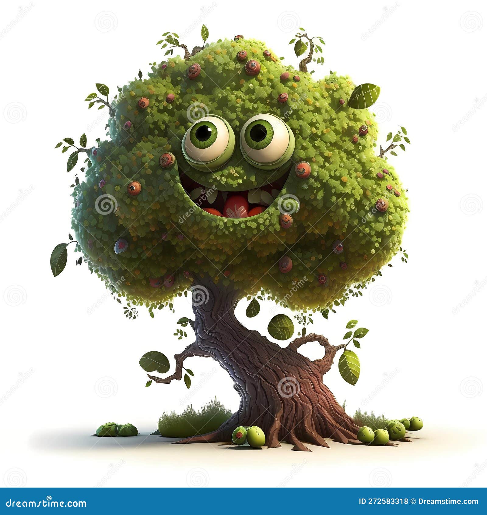 Funny Tree Cartoon. Generative AI Stock Illustration - Illustration of ...