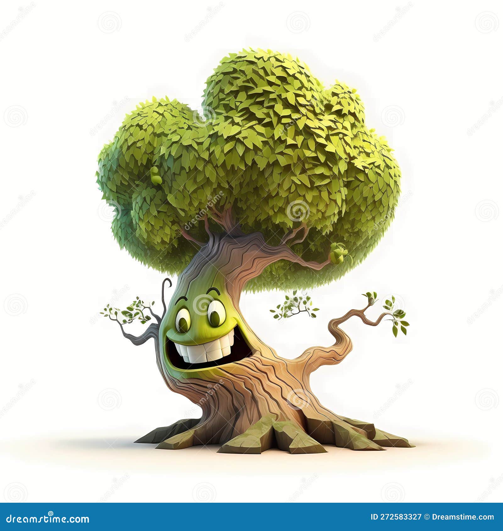 Funny Tree Cartoon. Generative AI Stock Illustration - Illustration of ...