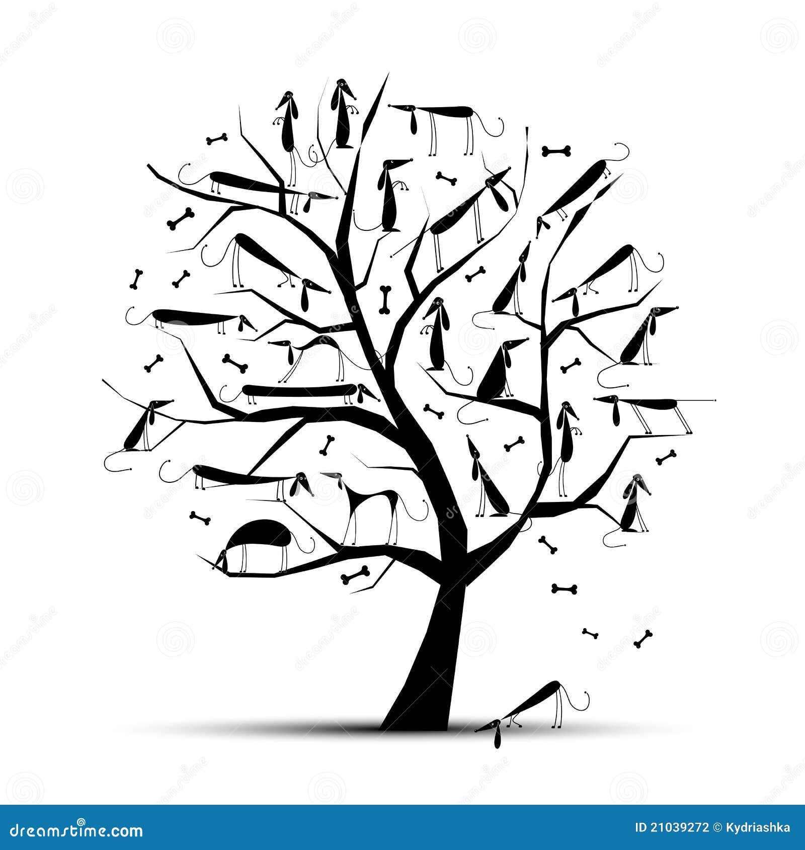 Funny Tree with Dogs on Branches for Your Design Stock Vector ...